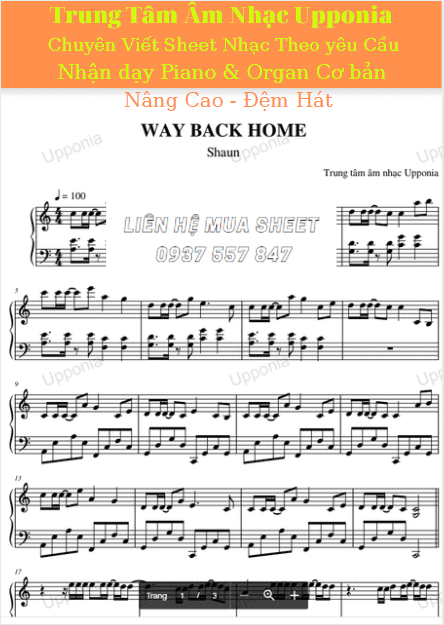 Sheet Nhạc Way Back Home ~ upponia.com